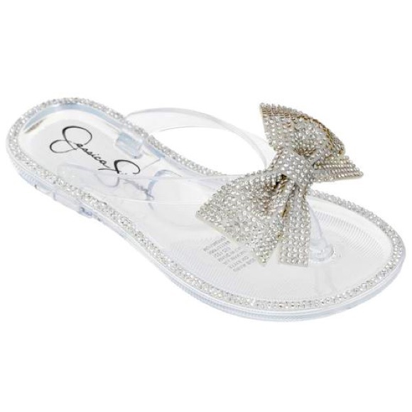 Jessica Simpson | Shoes | Jessica Simpson Girls Rhinestone Bow Clear ...